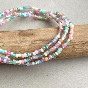 Pastel Bracelet Set, 3 Beaded Bracelets, Soft Color Mix Beads, Stretchy ...