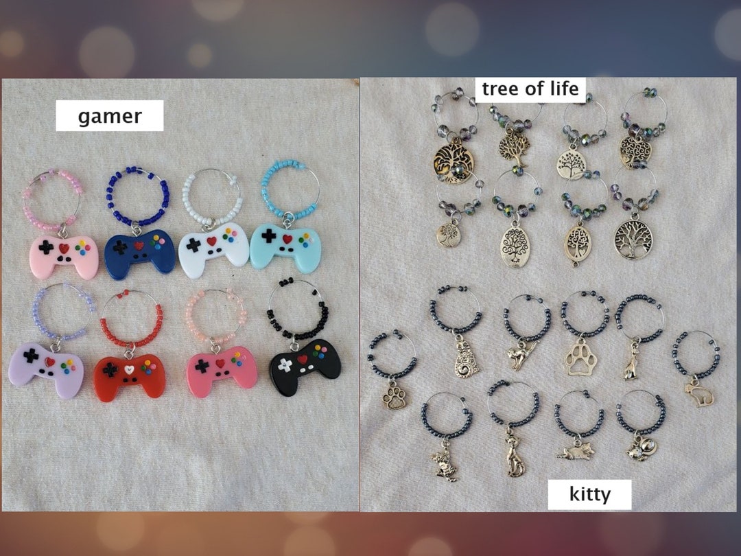 Gamer Kitty Tree of Life Wine Charms Great Gift - Etsy
