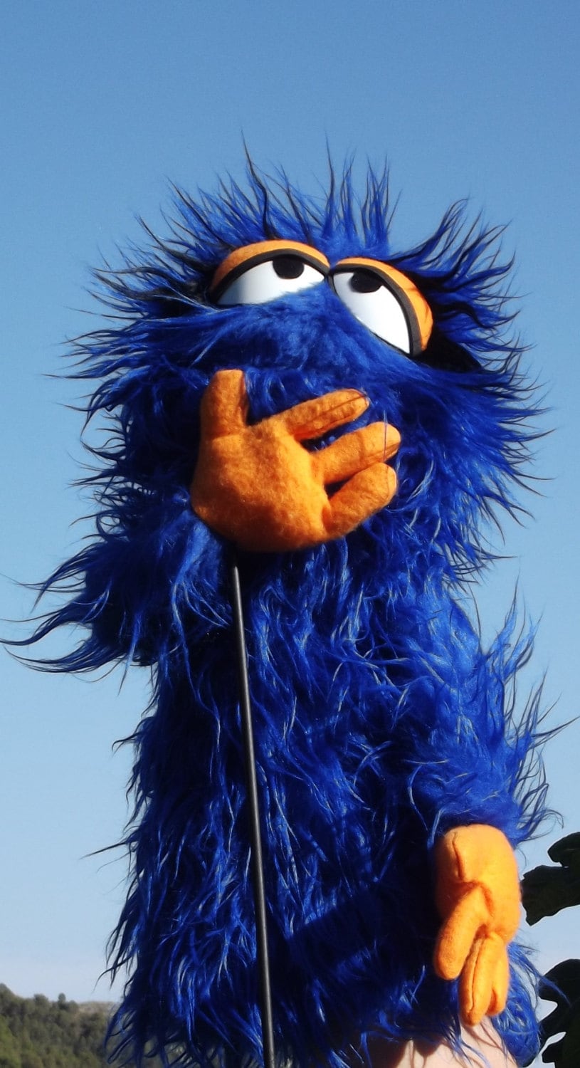 Theatre Puppet – Handmade Blue and Orange Monster Muppet, Professional ...