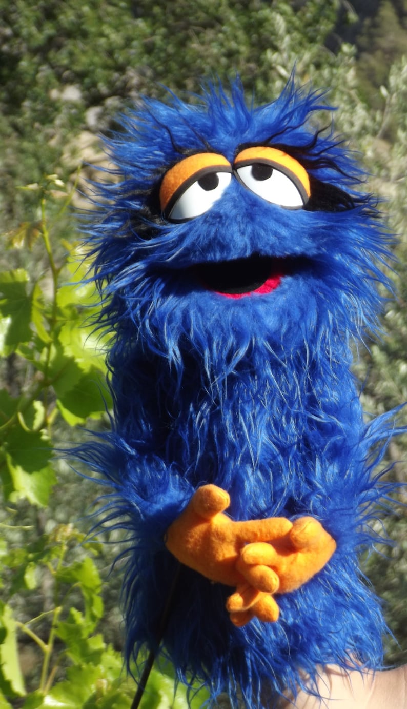 Theatre Puppet – Handmade Blue and Orange Monster Muppet, Professional ...