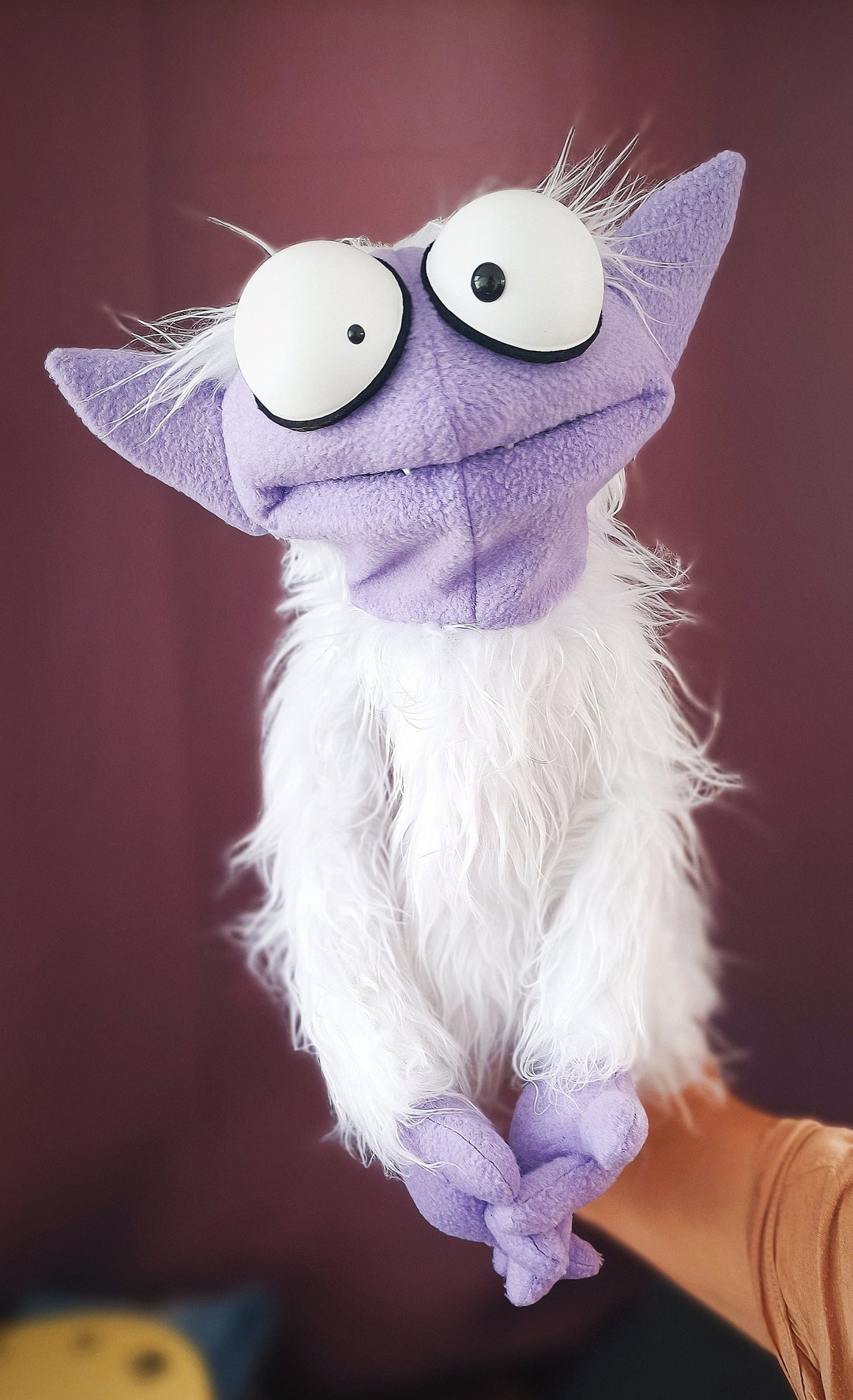 Profesional Hand Muppet Monster,soplillo White Fur and Lilac - Etsy