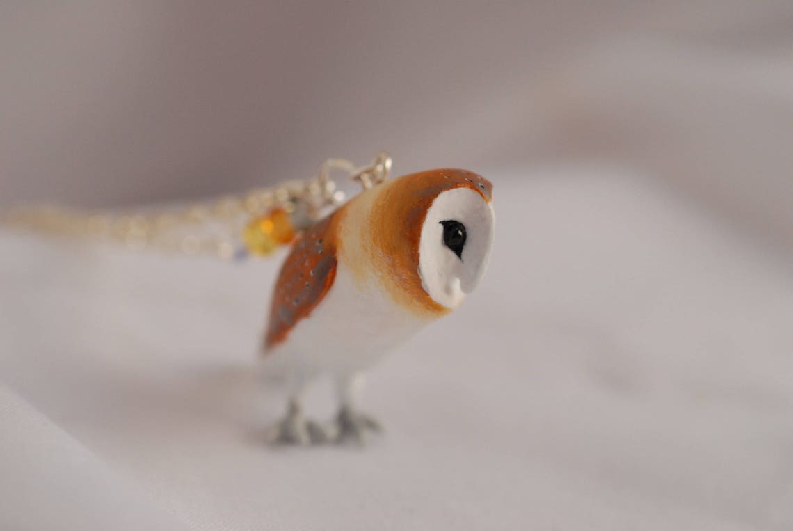 Barn Owl Necklace - Polymer Clay - Handmade - Etsy