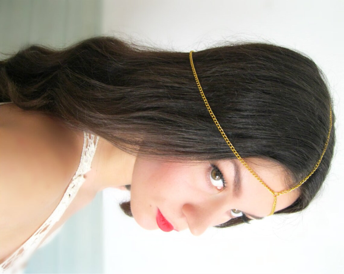 FREE SHIPPING Simple Gold Headpiece - Etsy