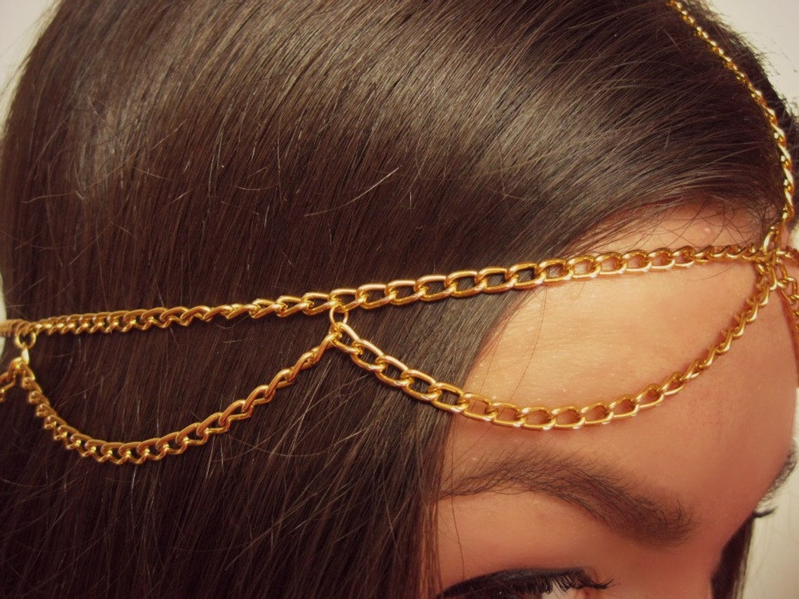 SALE Gold Headpiece, Egyptian Head Chain - Etsy