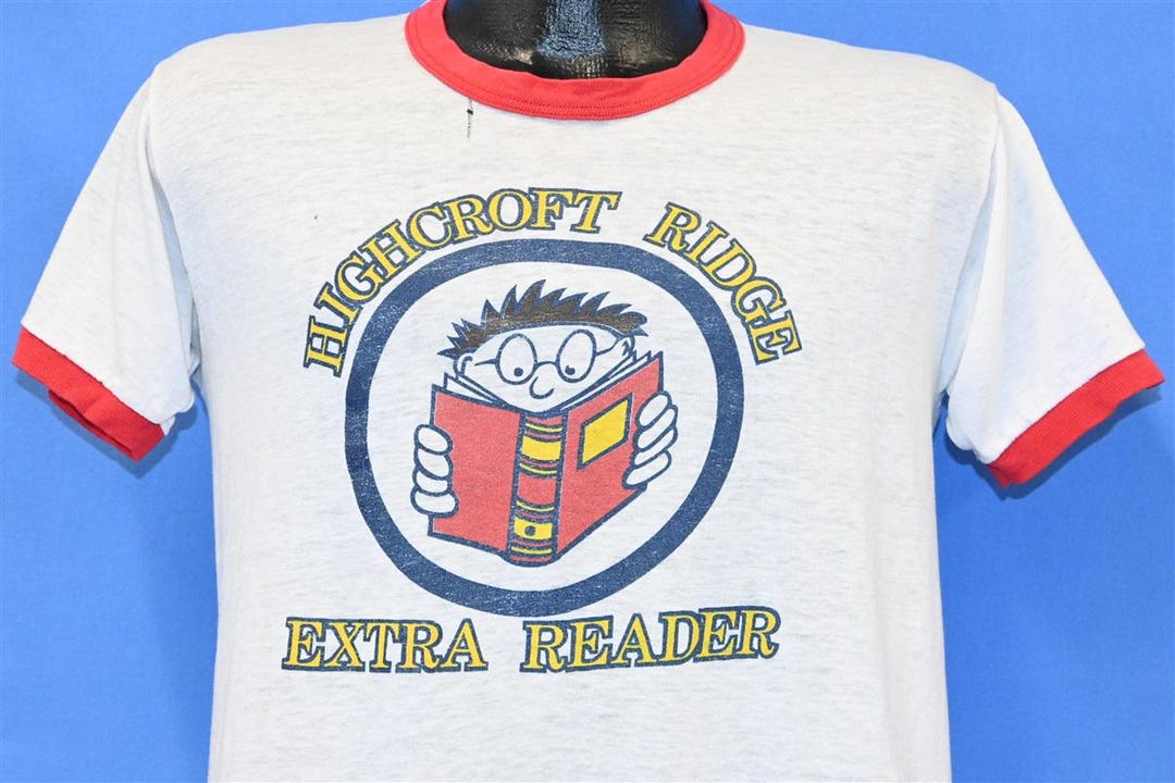 80s Highcroft Ridge Elementary School Extra Reader Soft Ringer T-shirt ...
