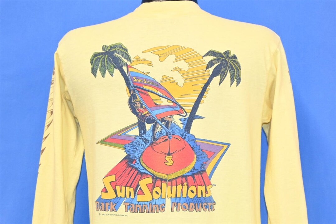 80s Sun Solutions Dark Tanning Product Myrtle Beach Surf T-shirt Medium ...