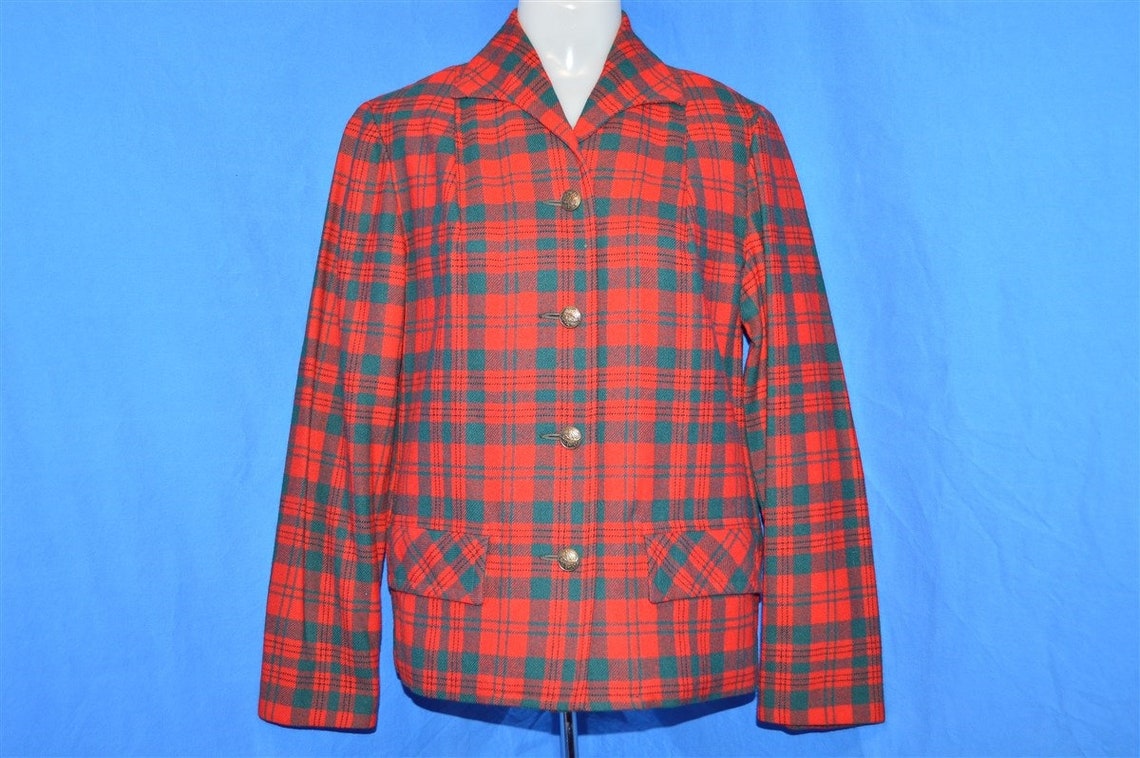 50s Women's Red Pendleton Wool Plaid Suit Jacket Medium | Etsy