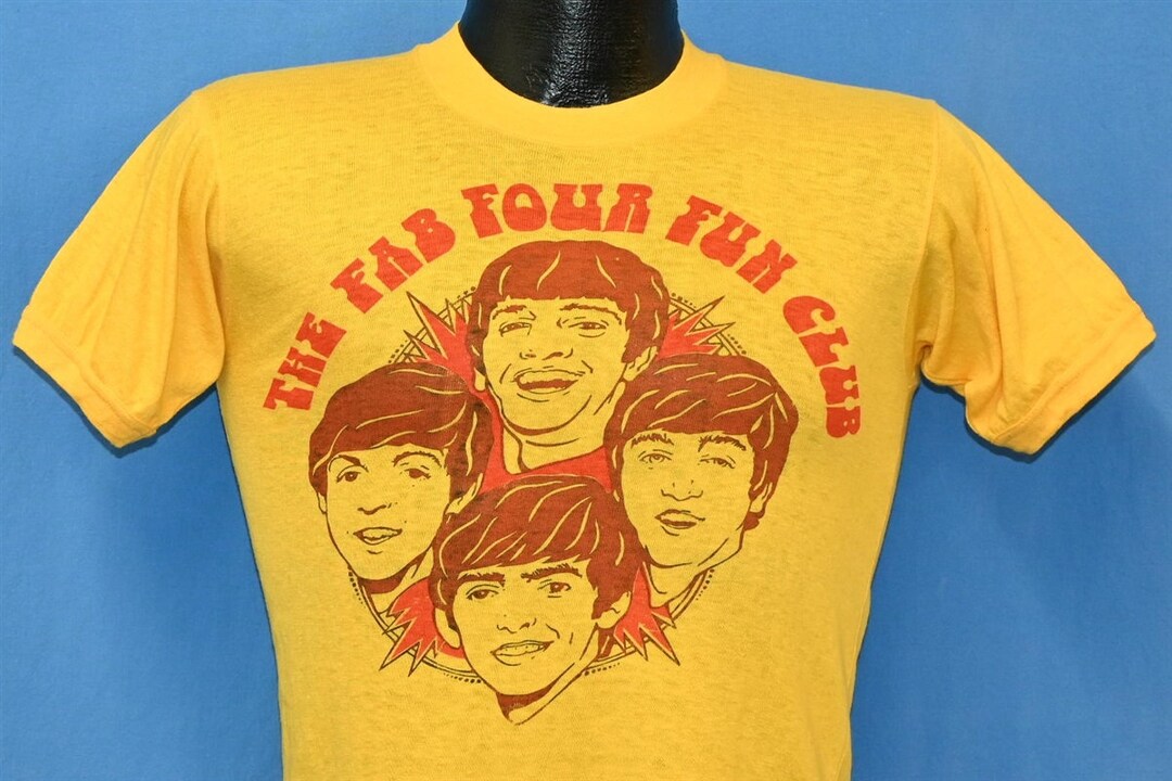 60s the Beatles Fab Four Fun Club Fan John Paul George Ringo Yellow T ...