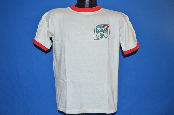 60s Camp Dahn Boy Scouts BSA White and Red Vintage Ri… - Gem