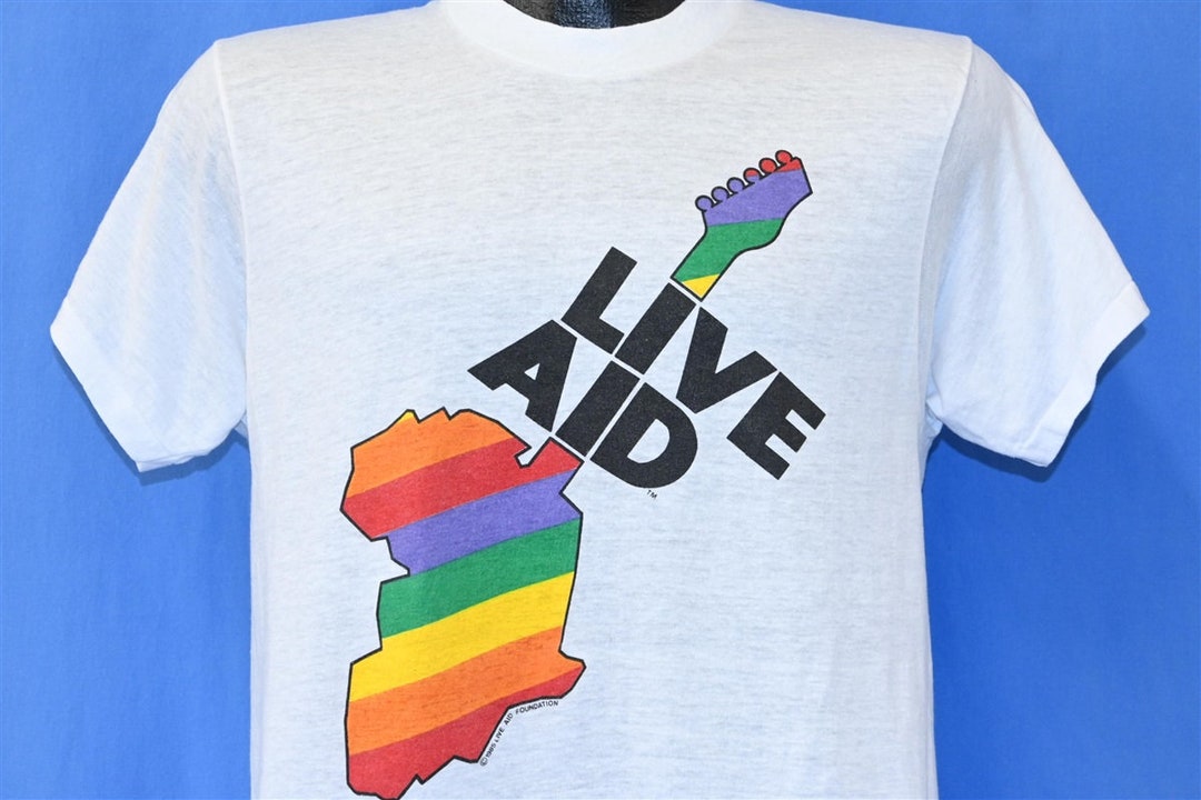 80s Live Aid Rainbow Guitar This Shirt Saves Lives Benefit Concert T ...
