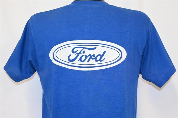 80s Ford Logo Anti-Worm Parody Spoof Funny Blue t-shi… - Gem