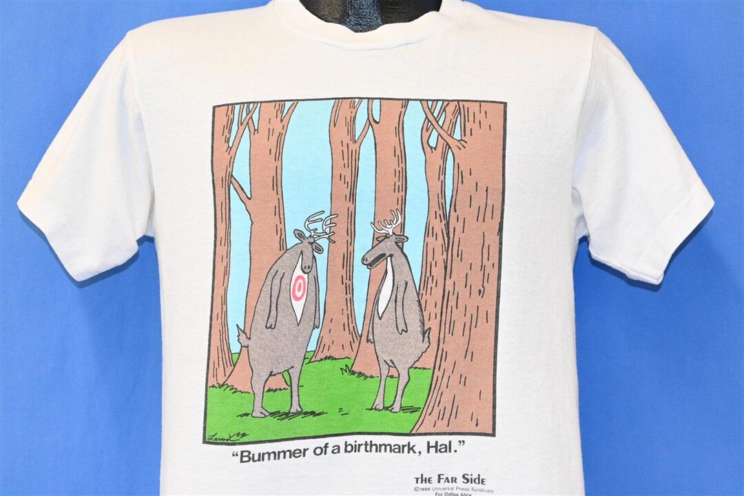 80s the Far Side Bummer of A Birthmark Hal Deer Funny Comic T-shirt ...
