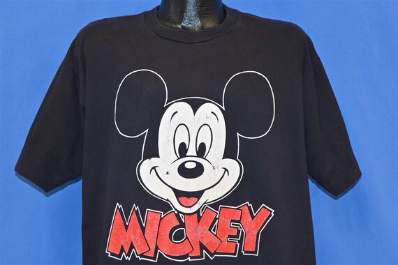 90s Mickey Mouse Walt Disney Cartoon Black Cotton t-s… - Gem