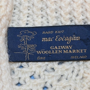 80s Galway Irish Aran Wool Cable Knit Fisherman Cardigan Sweater Youth ...