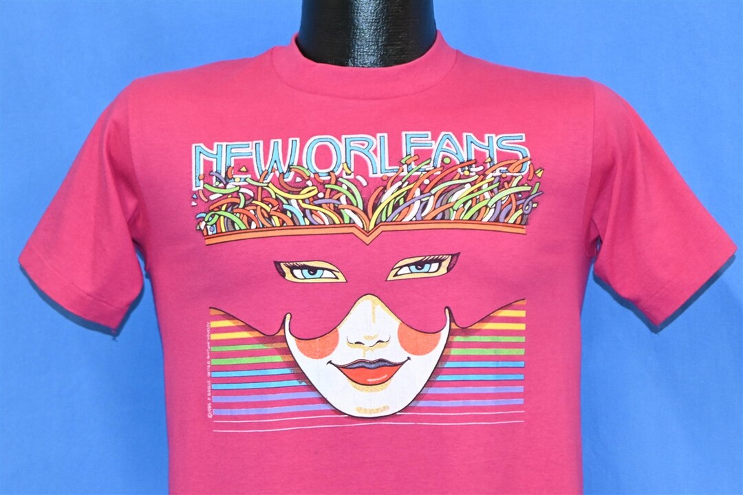 80s New Orleans Mardi Gras Masquerade Mask Festival Rainbow T-shirt ...