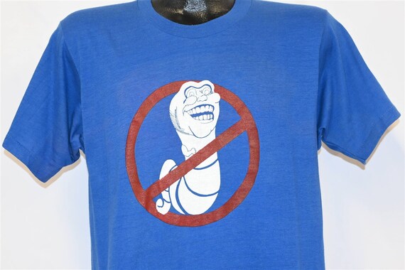 80s Ford Logo Anti-Worm Parody Spoof Funny Blue t-shi… - Gem