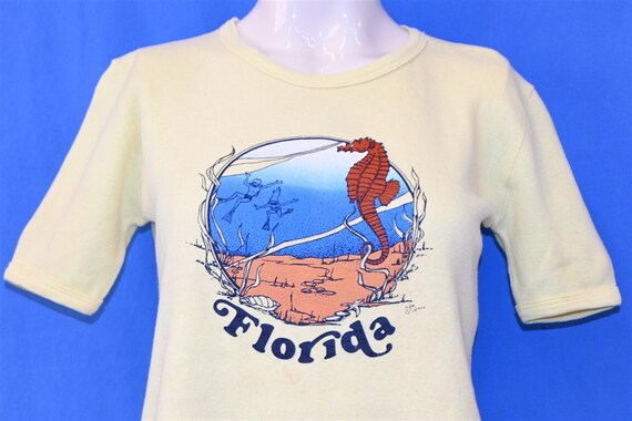 70s Florida Beach Seahorse Ocean Souvenir Tourist t-s… - Gem