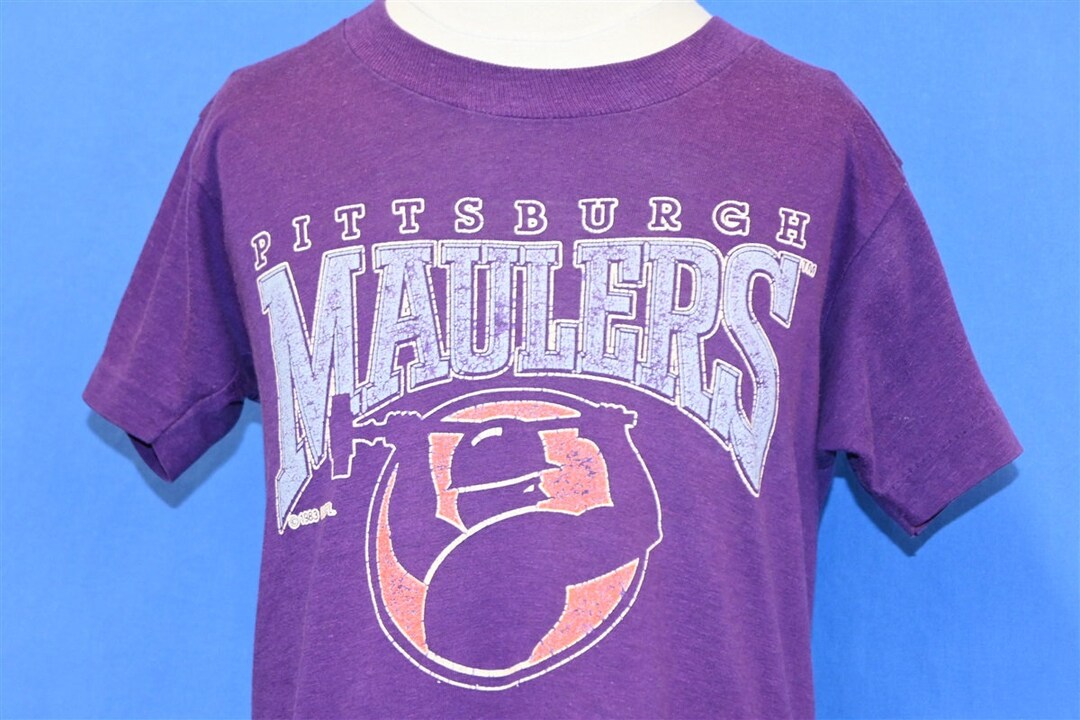 80s Pittsburgh Maulers USFL Team Logo Purple Football T-shirt Youth ...