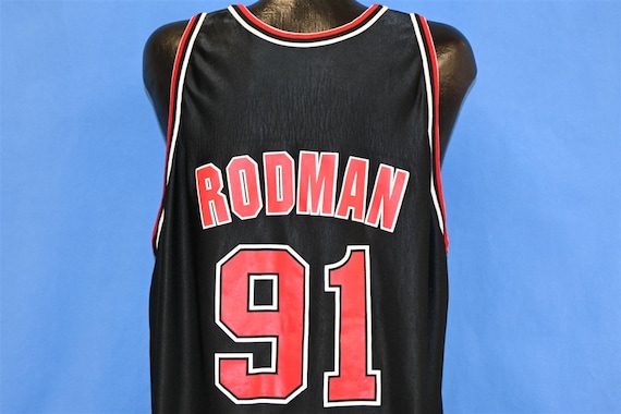 90s Dennis Rodman Chicago Bulls 91 NBA Champion Baske… - Gem