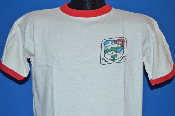 60s Camp Dahn Boy Scouts BSA White and Red Vintage Ri… - Gem