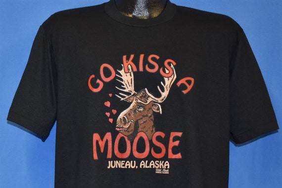 80s Go Kiss a Moose Juneau Alaska Funny Cartoon Touri… - Gem