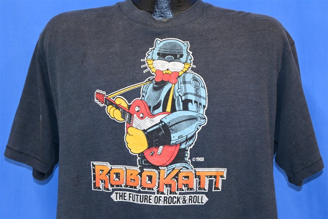 80s Robo Katt Future of Rock N Roll Robot Cat T-shirt Large - Etsy