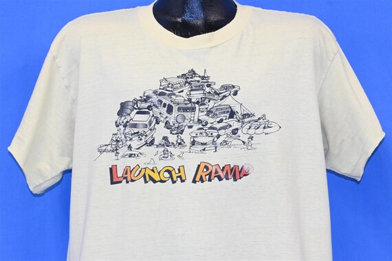 90s Launch Ramp Boating Lake Funny Cartoon Cut Sleeve… - Gem