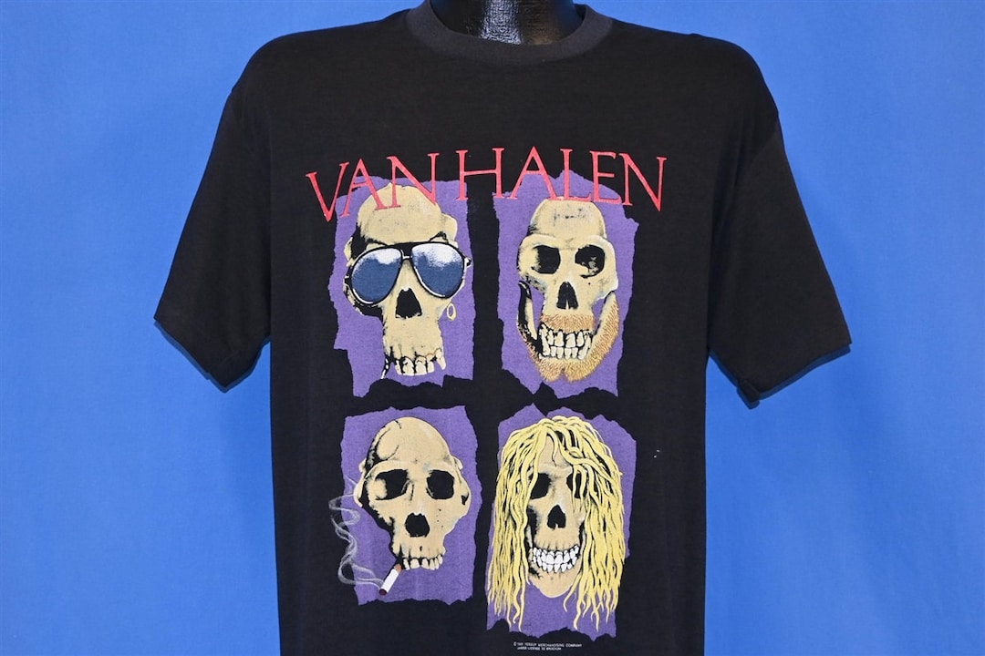 80s Van Halen OU812 1988 Album Skulls Rock Metal Band T 80s Van Halen OU812 1988 Album Skulls Rock Metal Band T