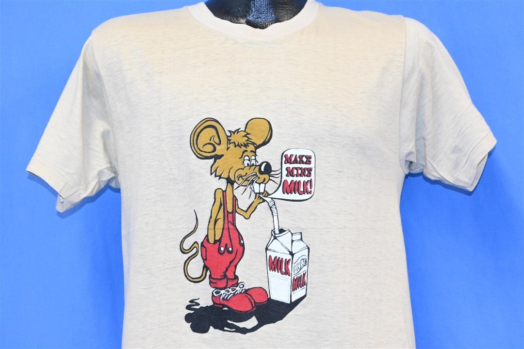 70s Make Mine Milk Rat Mouse Cartoon Dairy Products T-shirt Medium - Etsy