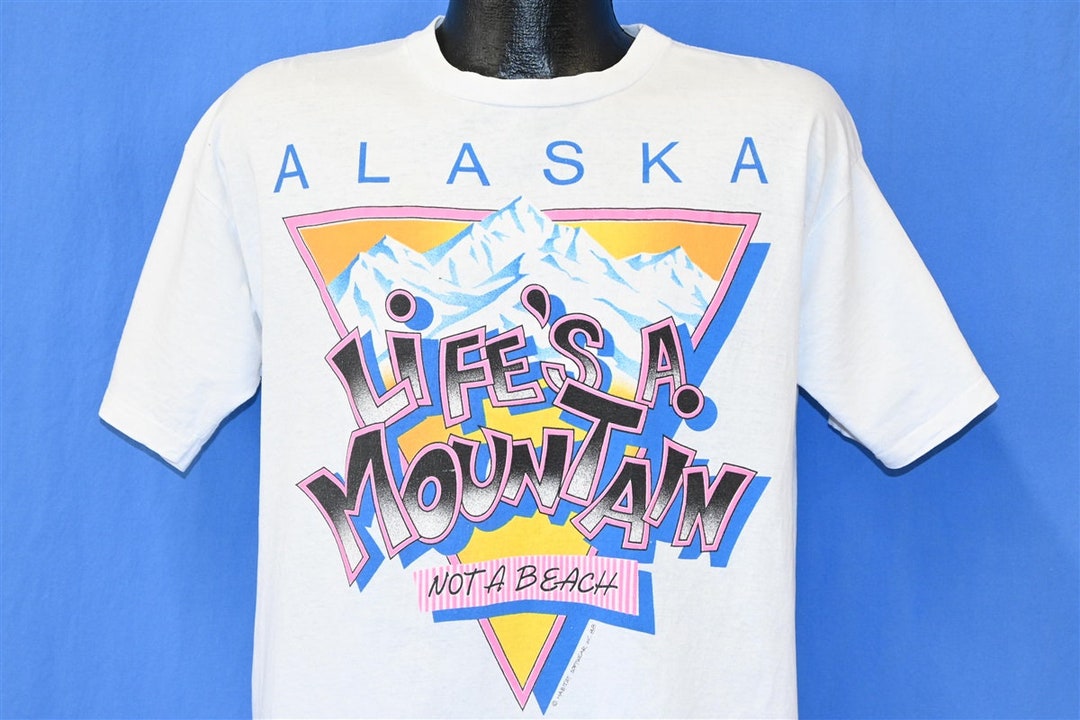 80s Alaska Life's A Mountain Not A Beach Neon Tourist T-shirt Large - Etsy