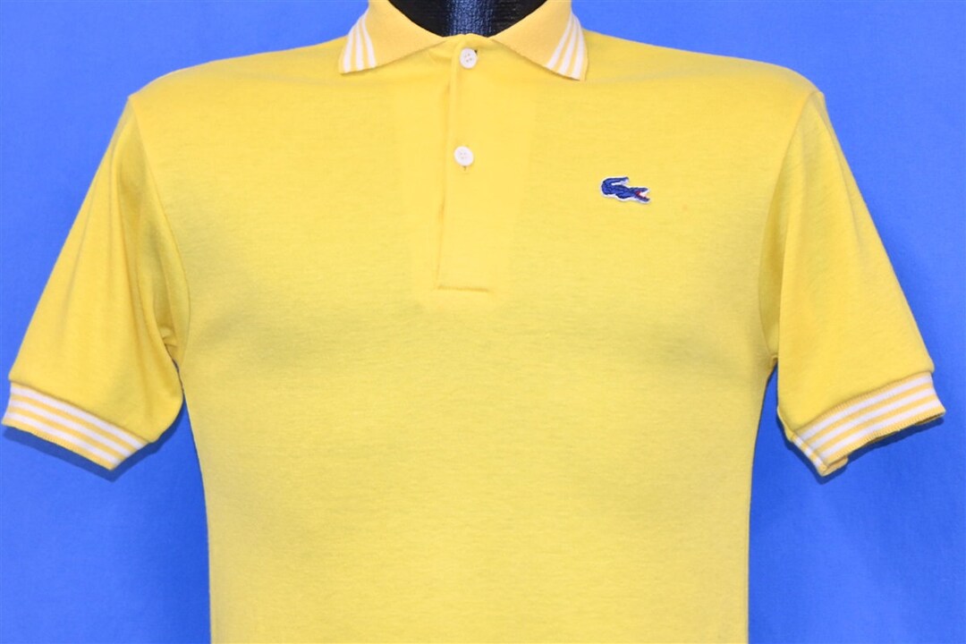 70s Izod Lacoste Polo Yellow Striped Blue Crocodile Polo Shirt Youth ...
