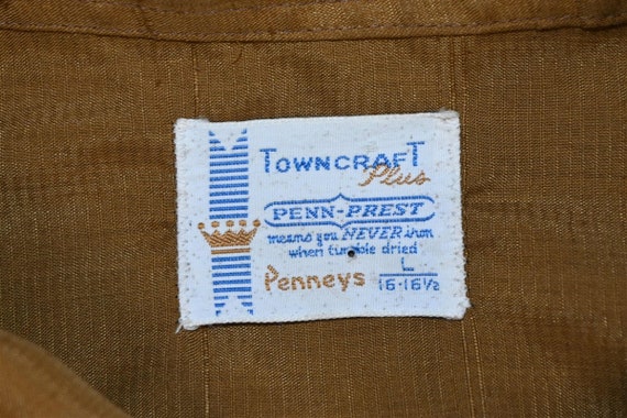 50s Penneys Towncraft Brown Solid Loop Collar Button … - Gem