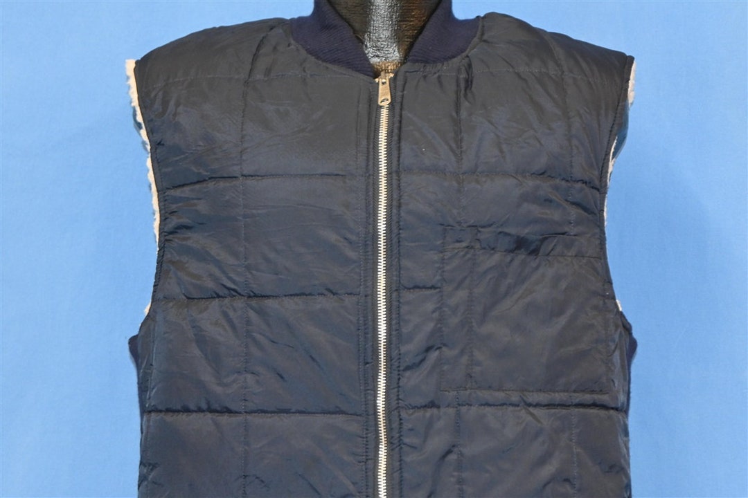 80s Mark's Work Wearhouse Sherpa Lined Navy Blue Zip up Winter Ski Vest ...