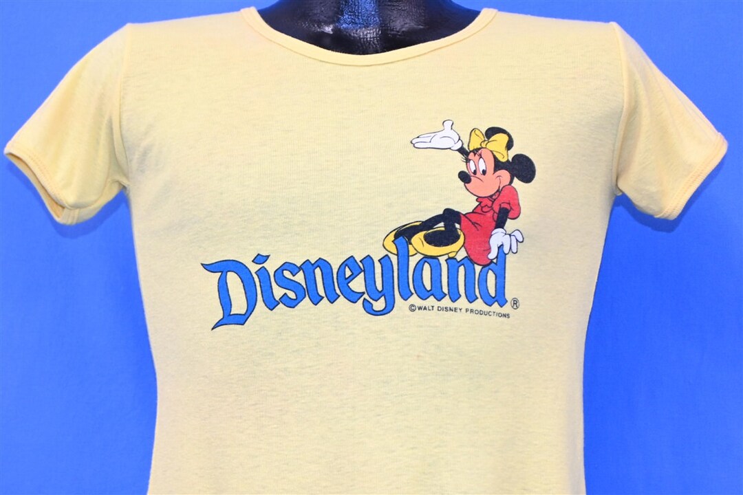 70s Walt Disneyland Minnie Mouse Cartoon Souvenir Theme Park Rib Knit T ...