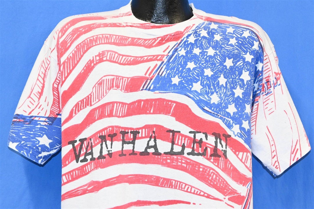 Buy 90s Van Halen Kicking Ass American Flag All Over Print Rock Online ...