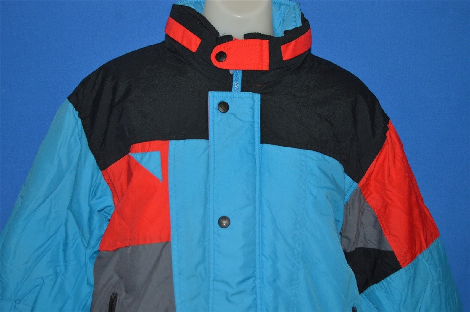 90s Color Block Turquoise and Black Ski Jacket Youth Sz 14 - Etsy