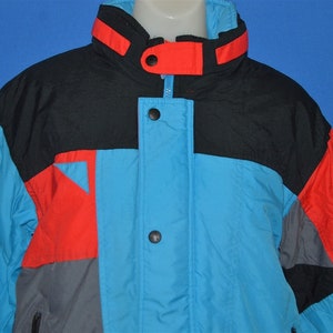 90s Color Block Turquoise and Black Ski Jacket Youth Sz 14 - Etsy