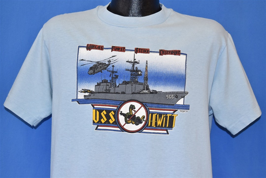 80er Jahre USS Hewitt Strike Destroyer Marine-Kampfschiff-T-Shirt Large ...