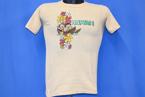 80s Hawaii Poly Tees Boat Hibiscus Flower Tourist Chi… - Gem