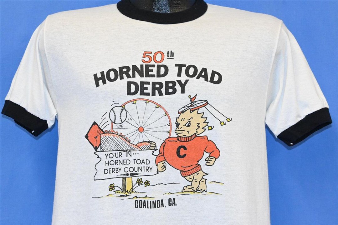 80s 50th Annual Horned Toad Derby Coalinga California White Ringer T ...