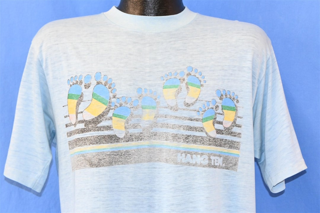 70s Hang Ten Surfwear Bare Feet Logo Thin Soft Surfing T-shirt Large - Etsy