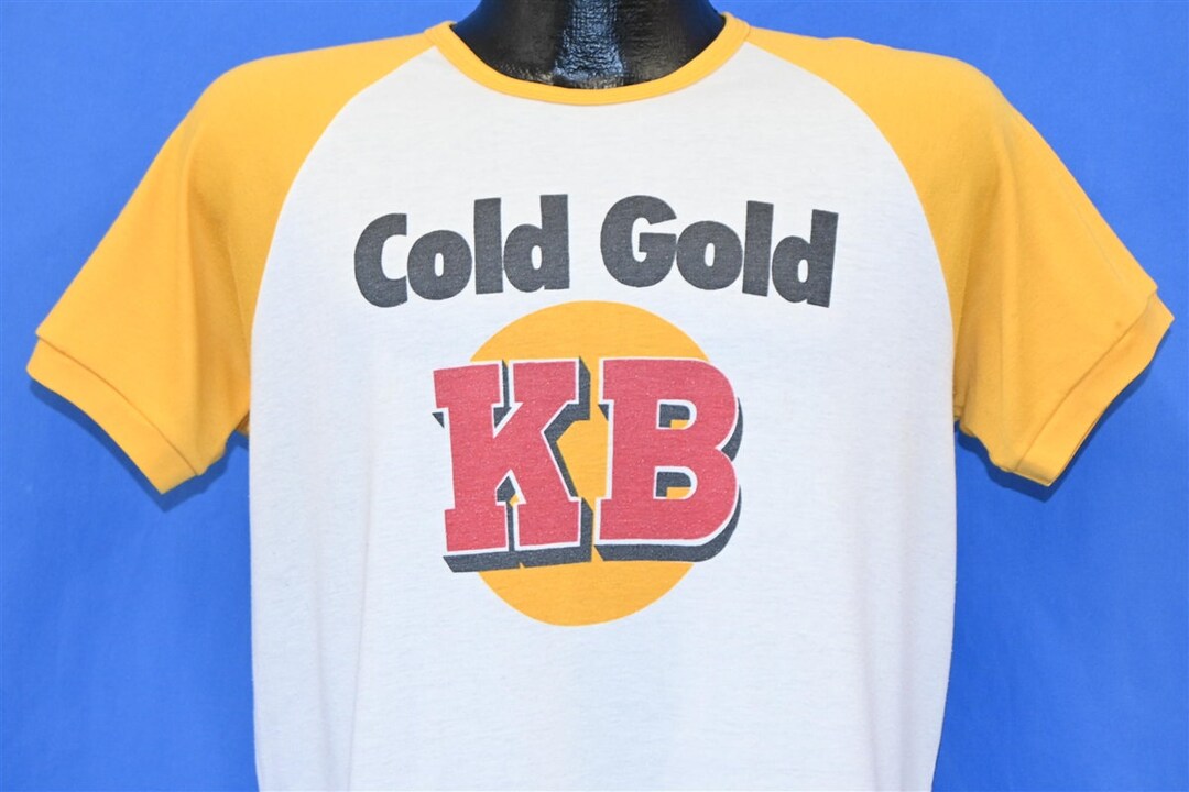 80s KB Lager Cold Gold Aussie Australian Beer Brand Raglan T-shirt ...