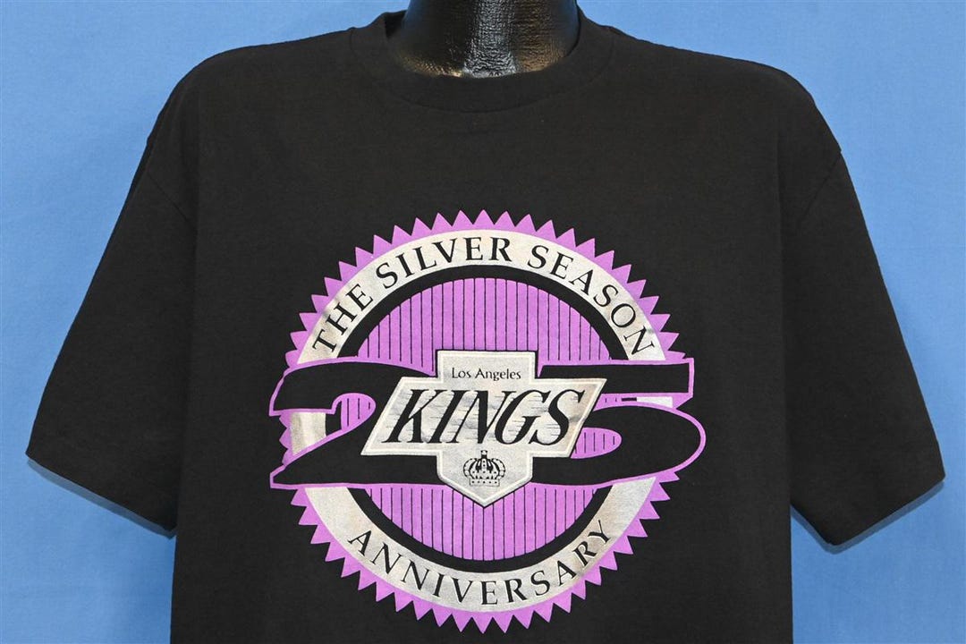 90s Los Angeles Kings LA Hockey Silver Season 25th Anniversary NHL T ...