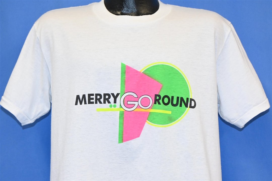 80s Merry-go-round Clothing Store Fashion Retailer Neon Logo T-shirt ...