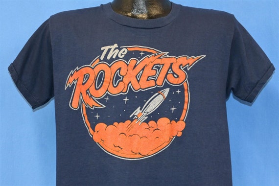 70s The Rockets Detroit Blues Rock Band Navy Blue Log… - Gem