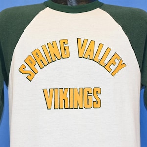 80s Spring Valley Vikings High School South Carolina Raglan Jersey T ...