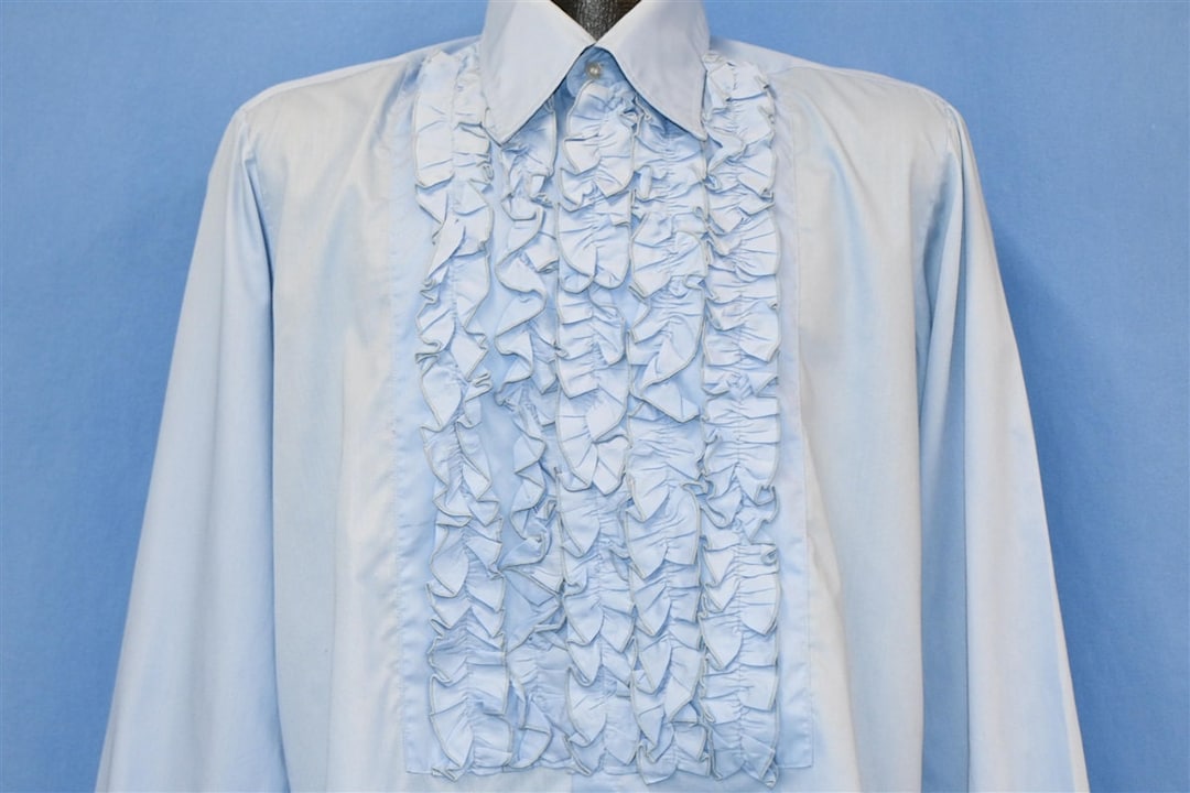 70s After Six Baby Blue Ruffled Front Men's Tuxedo Shirt Large - Etsy