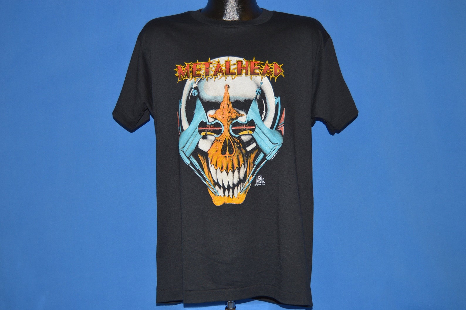 80s Metalhead Skull Cyborg Deadstock T-shirt Large - Etsy