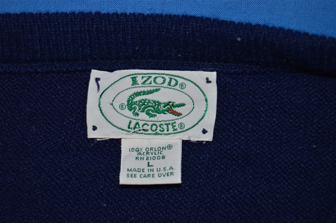80s Izod Lacoste Navy Blue Pullover Alligator Sweater Large - Etsy