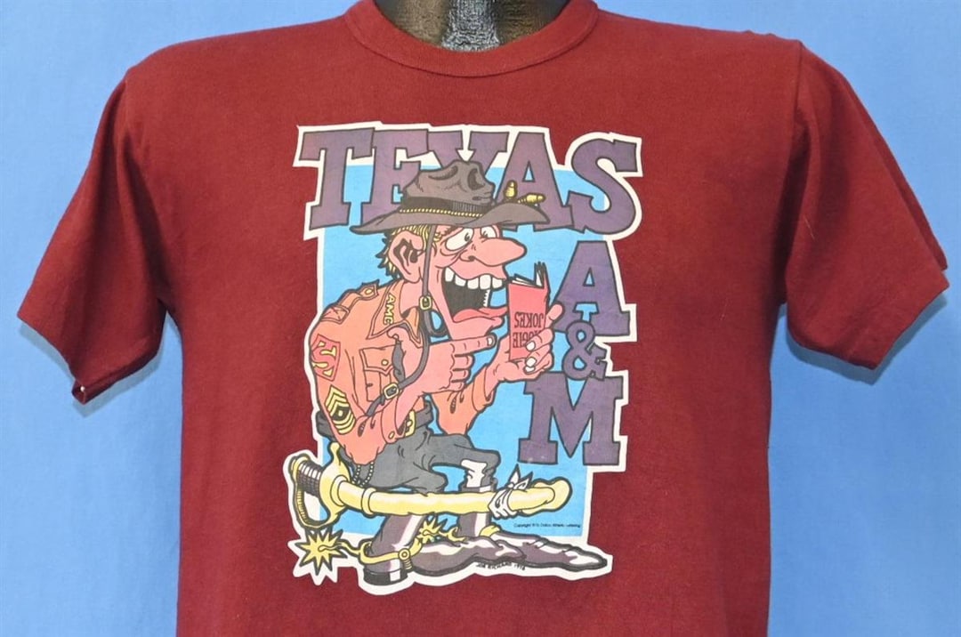 70s Texas A&M Aggies Funny Cartoon Cadet Corps College Iron on T-shirt ...